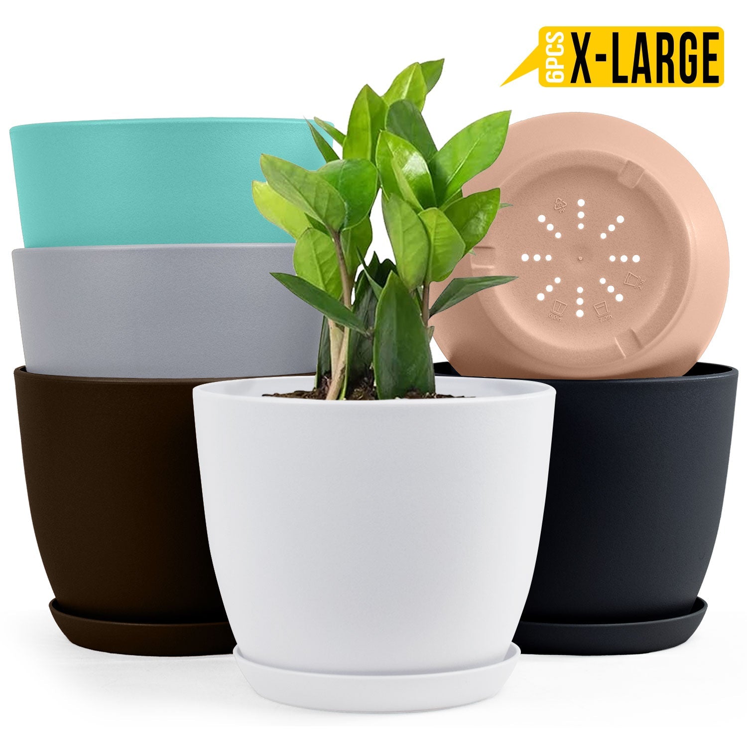 Extra Large Plant Pots Multi Colors with Drainage, Perfect for Indoor ...